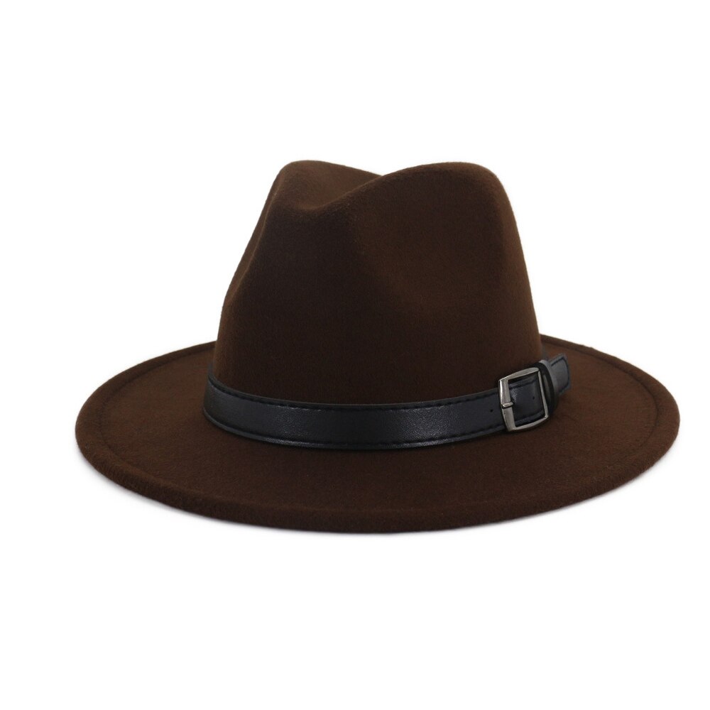 Women Men Wool Fedora Hat With Punk Belt Pop Outdo... – Vicedeal