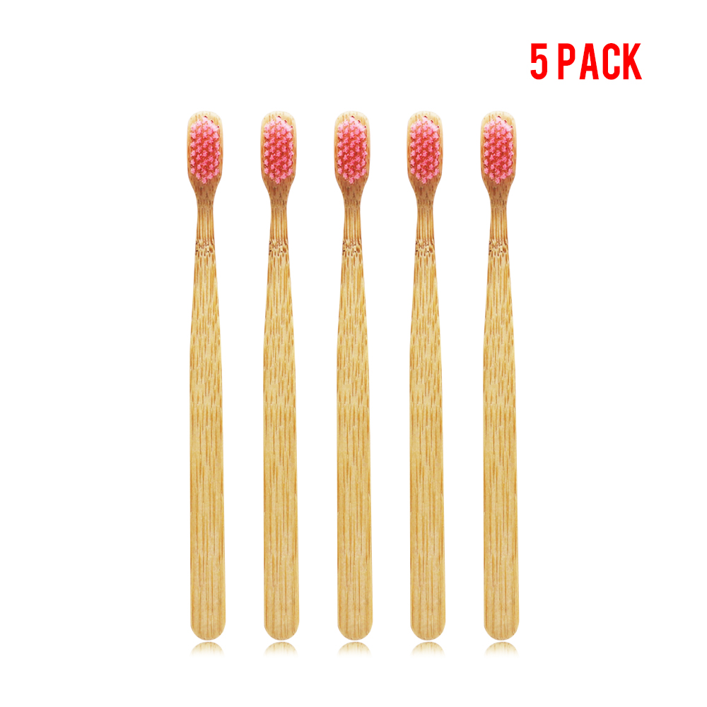 5 Pieces Manual Toothbrush Adult Bamboo Toothbrush... – Vicedeal