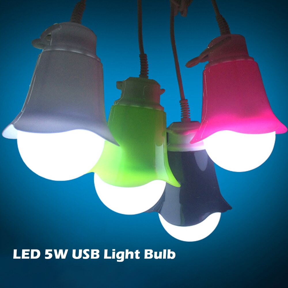 5v ledede 5w usb pære lys bærbare camping lys hæng... – Grandado
