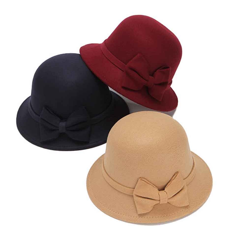 Spring Autumn Winter Vintage Women Ladies Wool Fed... – Grandado