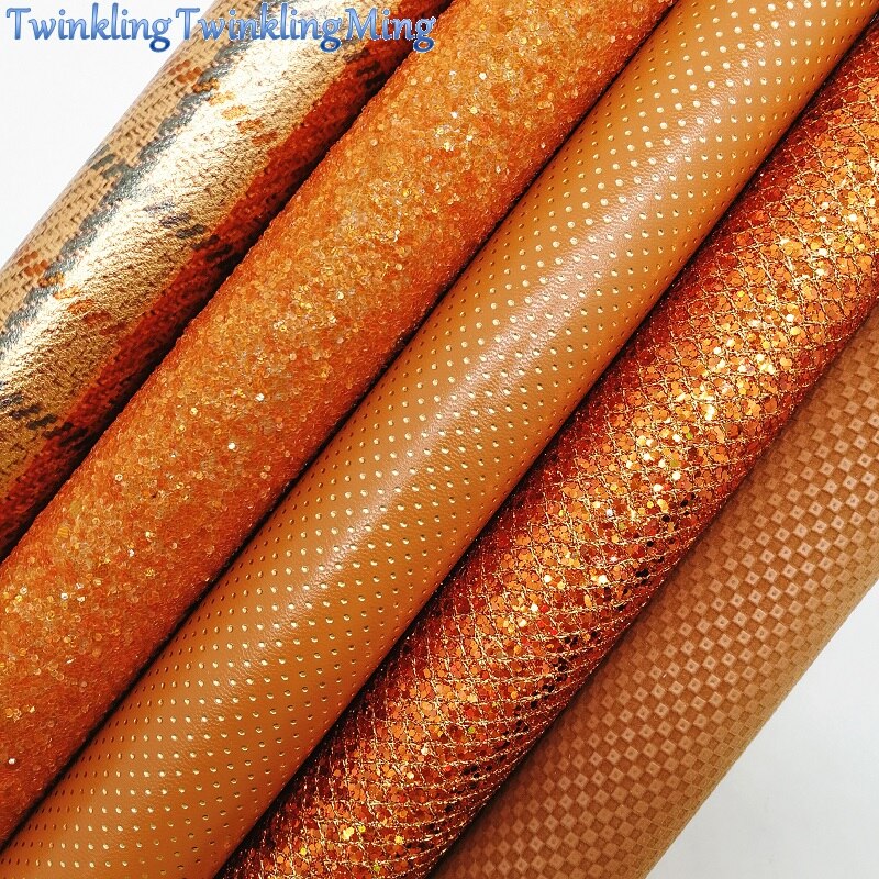 Oranje Glitter Fabirc, Faux Leer Stof, plaids Synt... – Vicedeal