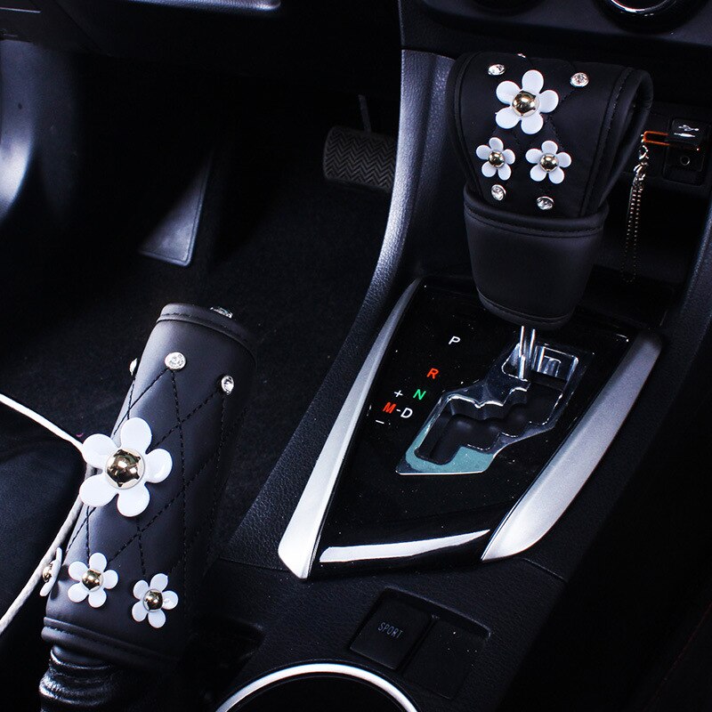 Lederen Daisy Bloem Diamanten Auto Handrem Grips H... – Grandado
