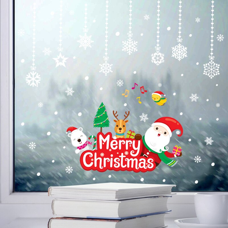 Christmas theme window stickers shop window sticke... – Grandado