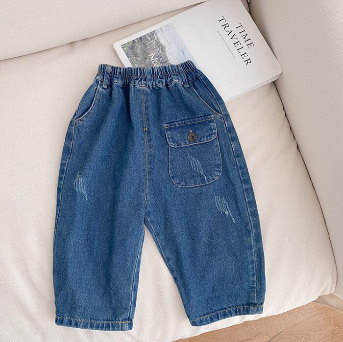Autumn boys loose denim pants 1-7 years kids cotto... – Grandado