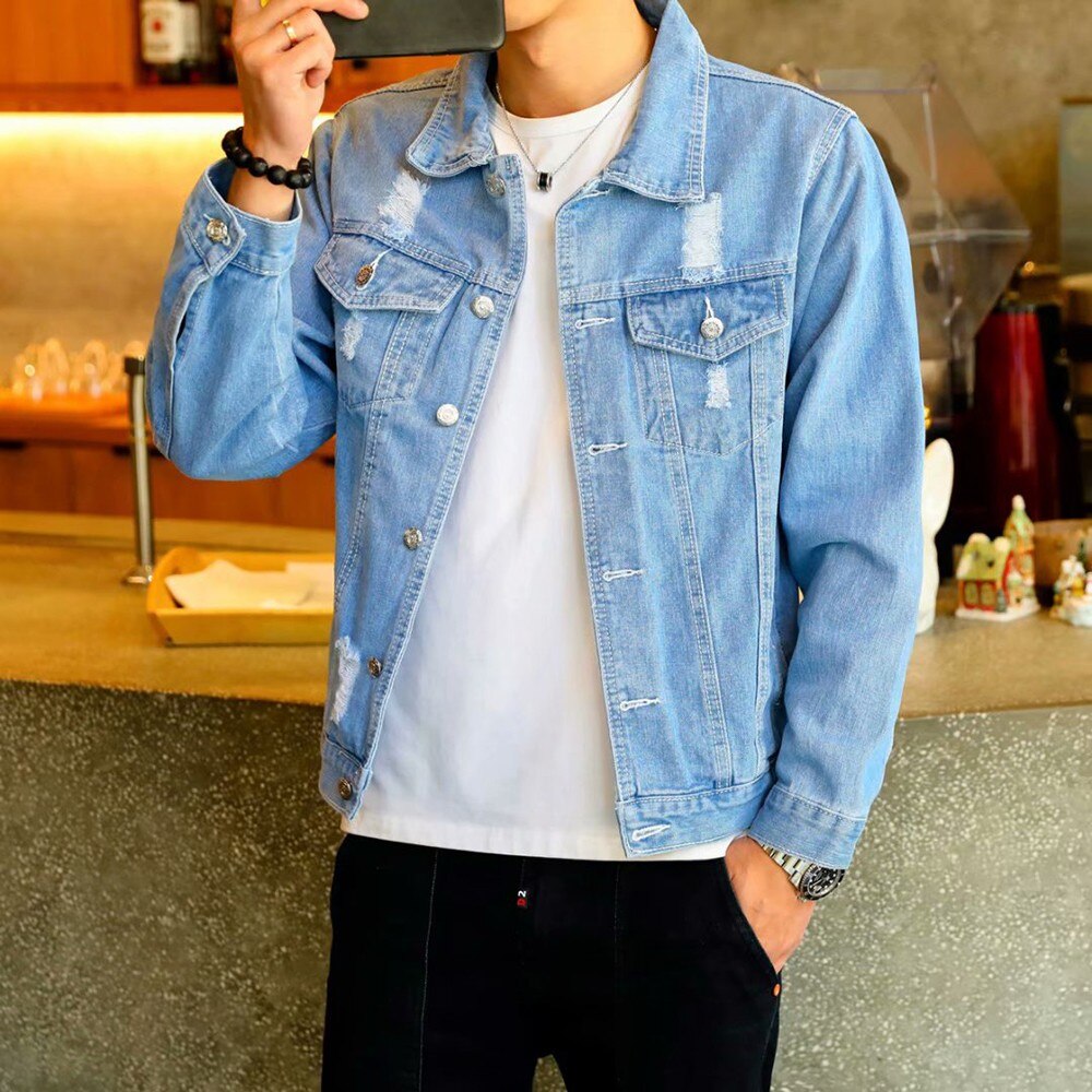 Men's Denim Jacket Hip Hop Retro Denim Jacket Stre... – Grandado