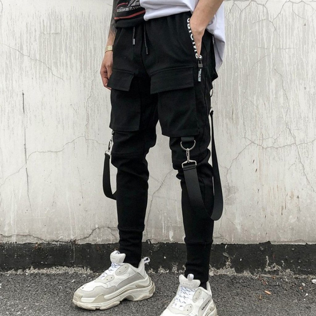 streetwear trousers men Side Pockets Hip Hop Pants... – Grandado