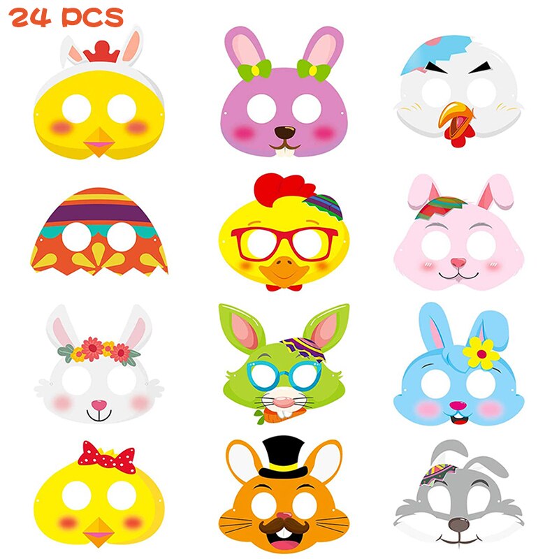 24Pcs/set Easter Bunnies Masks DIY Toys Rabbit Dre... – Grandado