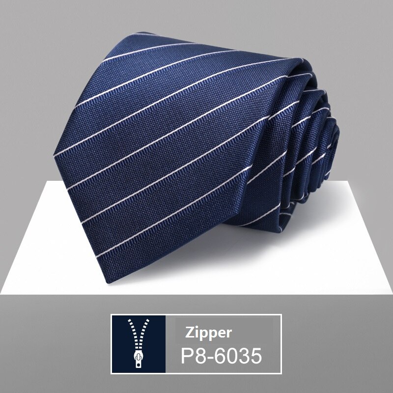 Navy Blue Classic Stripe 8cm Ties for Men Necktie ... – Grandado