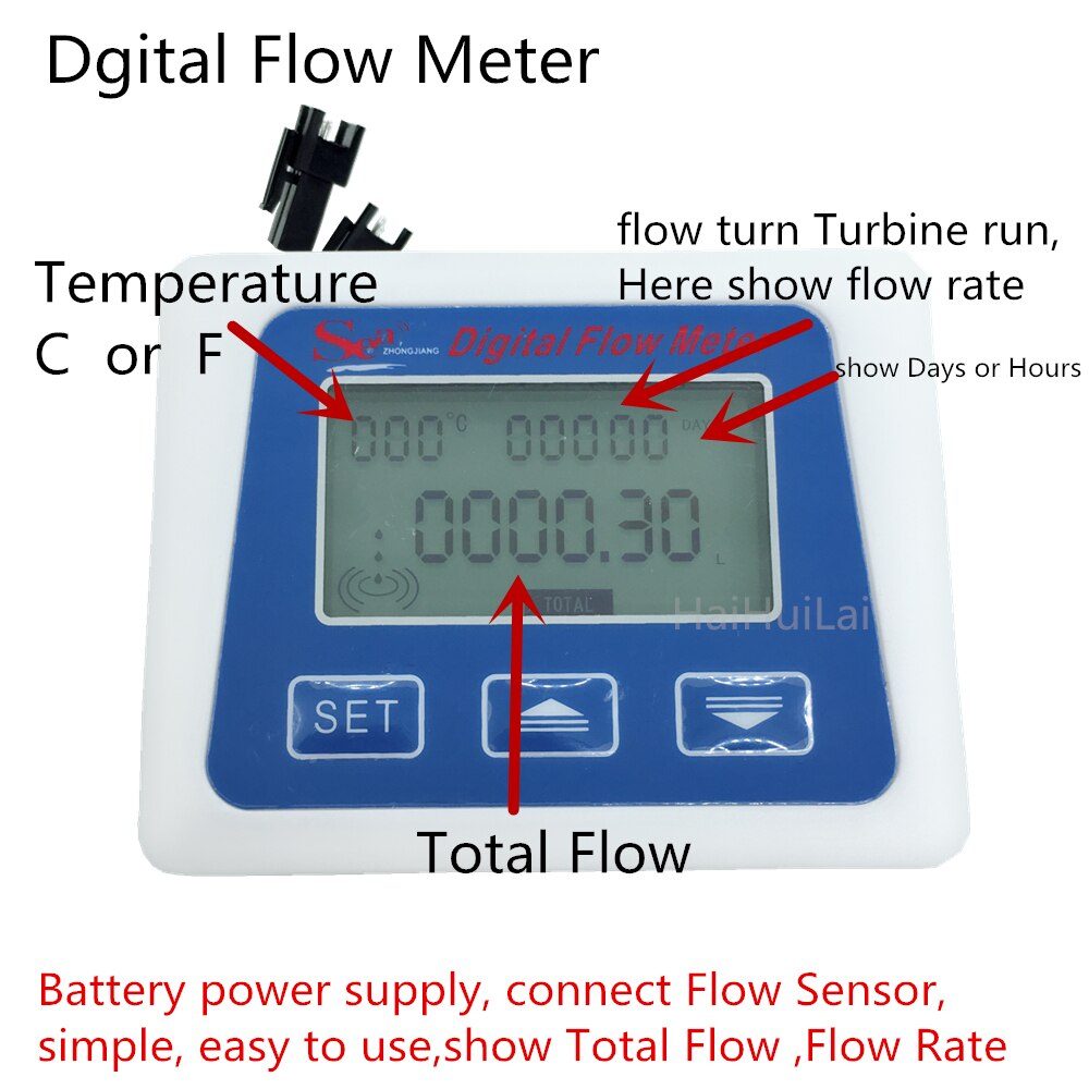 Digital Flow Meter Brass Flow Sensor Temperature Vicedeal