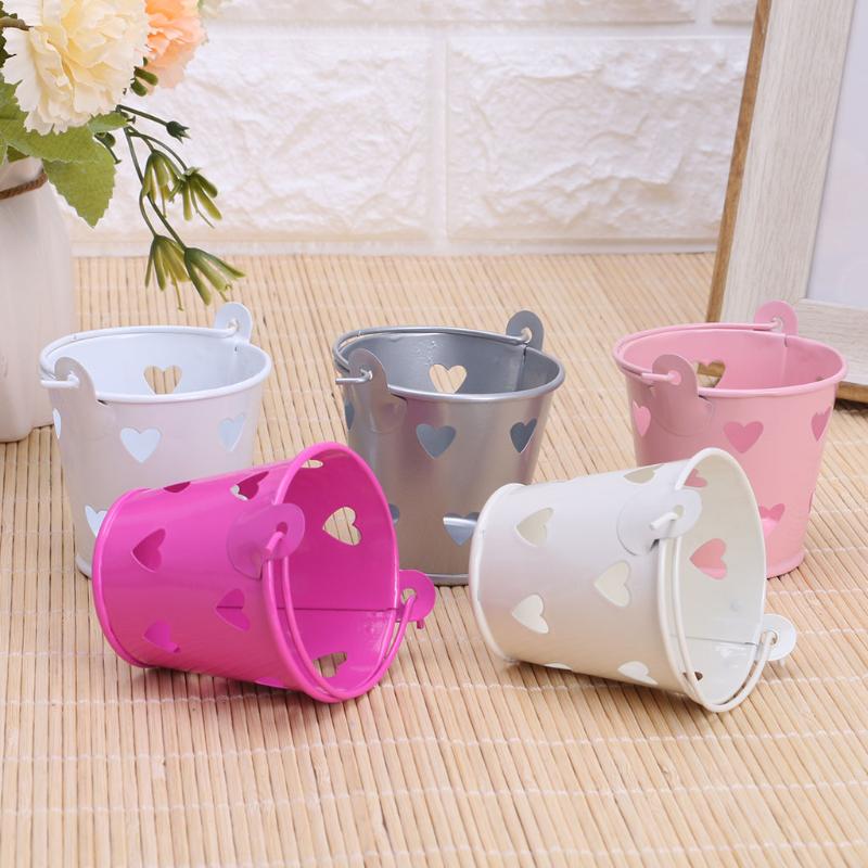 Heart-shaped Tin Bucket Mini Hollow Pail Storage C... – Grandado
