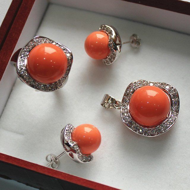 Rare Fine Charming Jewellery pink Coral color earr... – Grandado