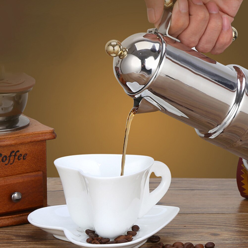 Coffee Maker Pot Stainless Steel Mocha Espresso Latte Stovetop Filter ...