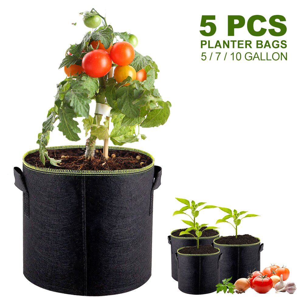 5 Piece 5/7/10 Gallon Plant Growing Bags Home Gard... – Grandado
