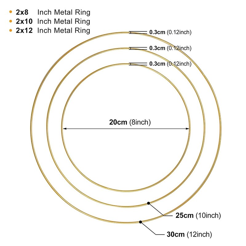 6Pcs Gold Metal Rings For Handicrafts,3 Sizes Wire... – Vicedeal
