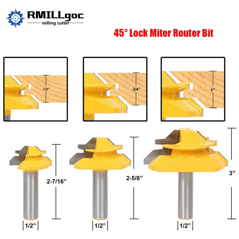1/2 Inch Shank 45 Degree Lock Miter Router Bit 1/4... – Vicedeal