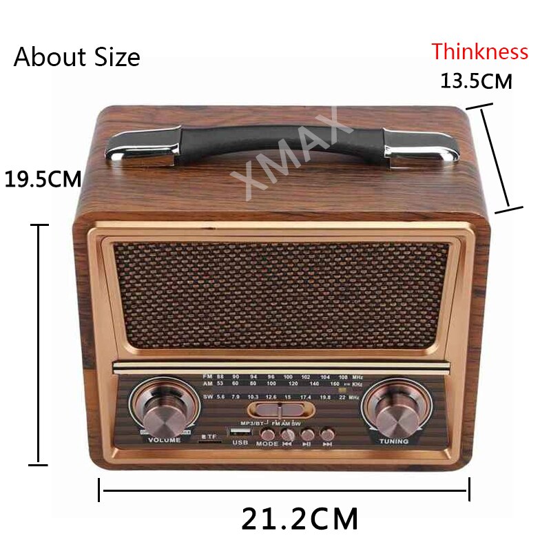 ZUIDID Vintage Lyx Bluetooth Högtalare Radio Motta... – Grandado