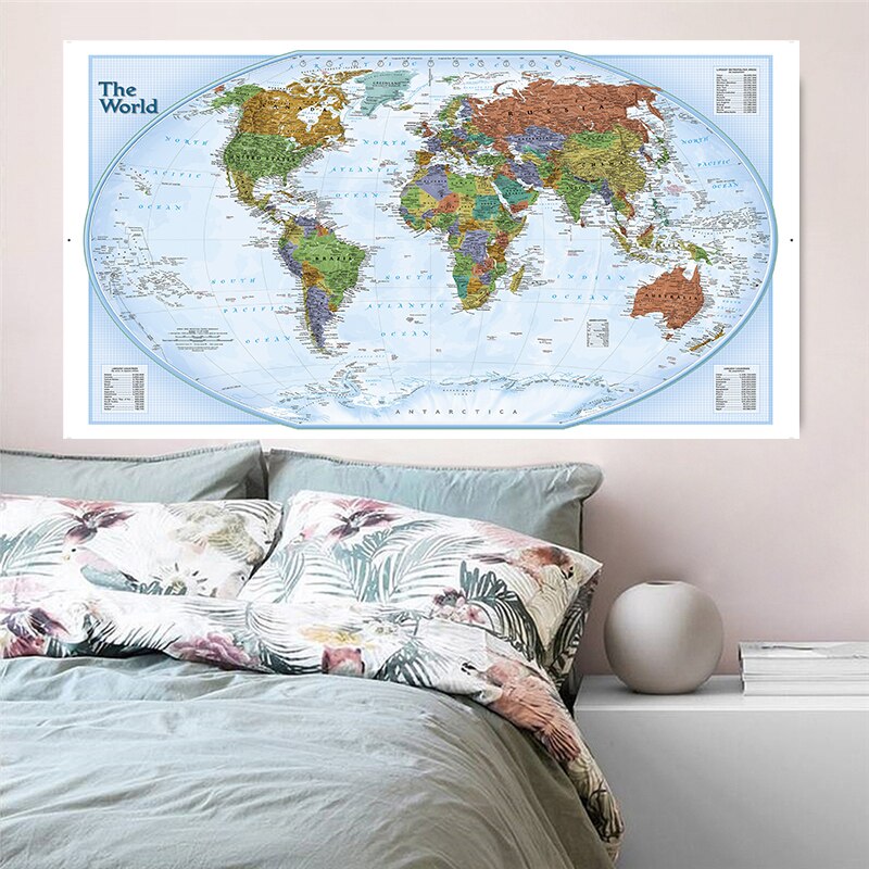 150x100cm The World Map Non-woven Canvas Painting ... – Grandado