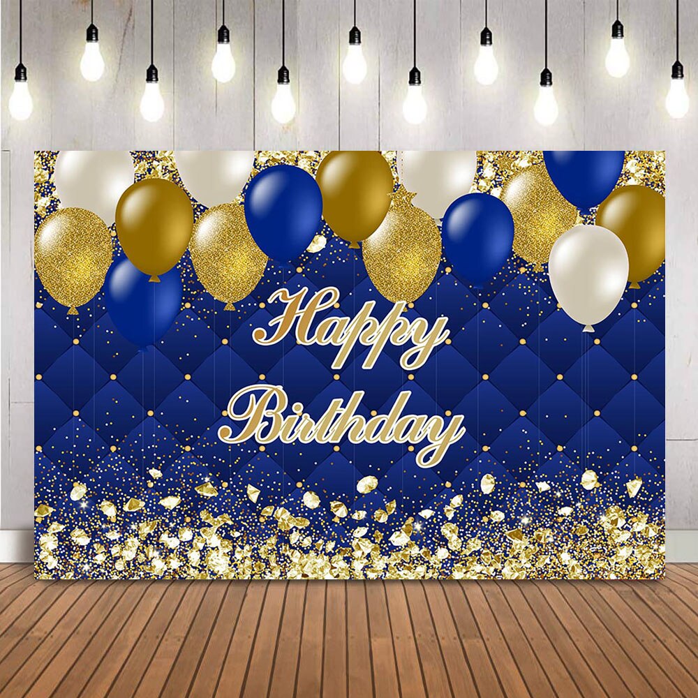 Dark Blue Headboard Backdrop Gold Glitter Shining ... – Grandado