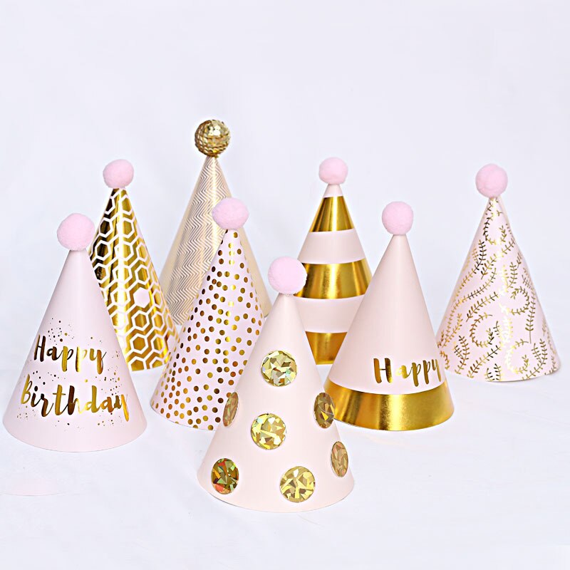 1pc Birthday Hat Paper Gold Sequin Happy Birthday ... – Vicedeal
