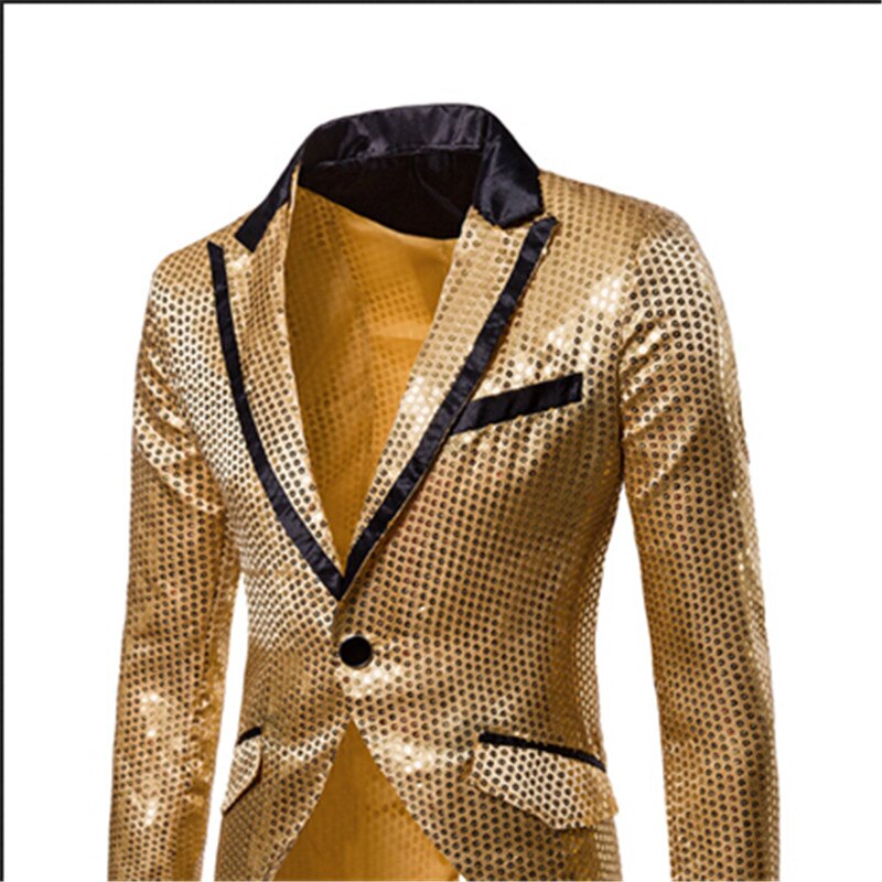 Mens Shiny Luxury tuxedo Blazers Designs Gold Sequ... – Grandado