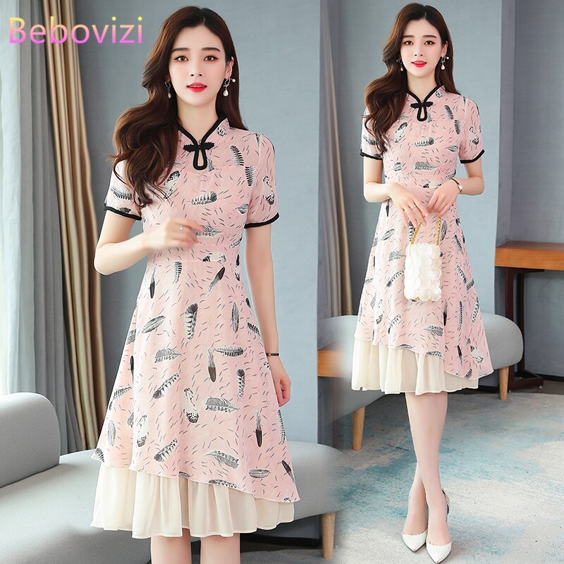 Plus Size M-4XL Chiffon Slim Modern Cheongsam Dres... – Grandado
