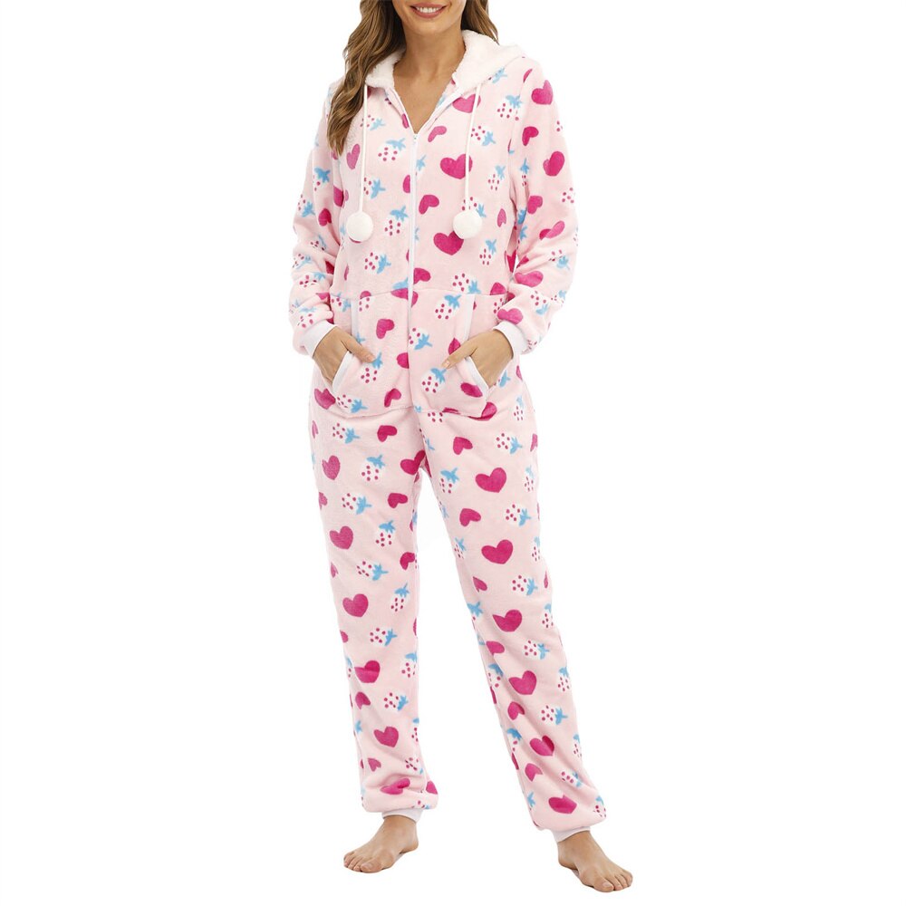 Velvet Women Pink Love Print Home Nightwear Winter... – Grandado