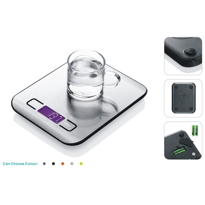 Digital kjøkkenvekt 5 kg elektronisk lcd-skjerm ba... – Grandado