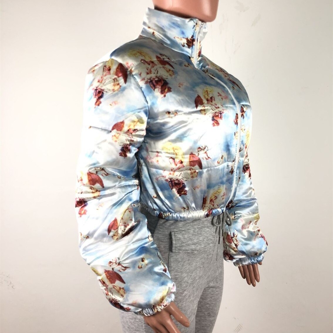 ANJAMANOR Aesthetic Angel Satin Puffer Jacket Wome... – Grandado