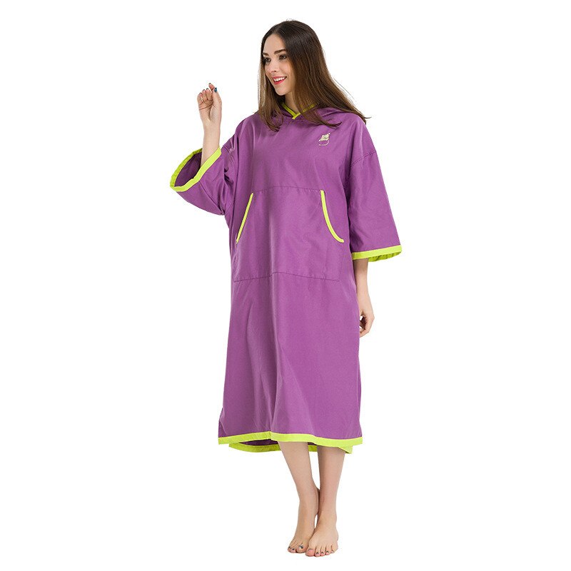 Purple LOGO Embroidery Changing Robe Bath Towel Ou... – Grandado