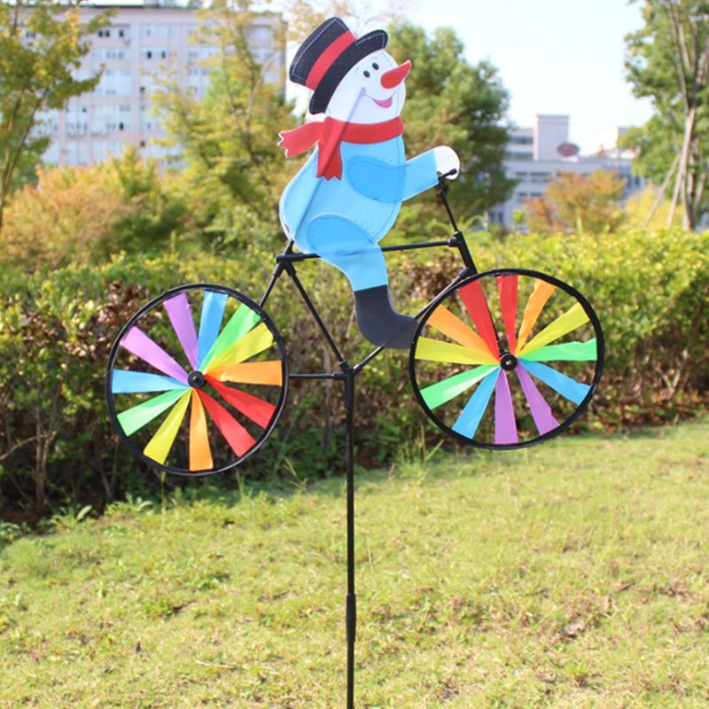 3D Large Snowman Santa Claus On Bike Windmill Wind... – Grandado