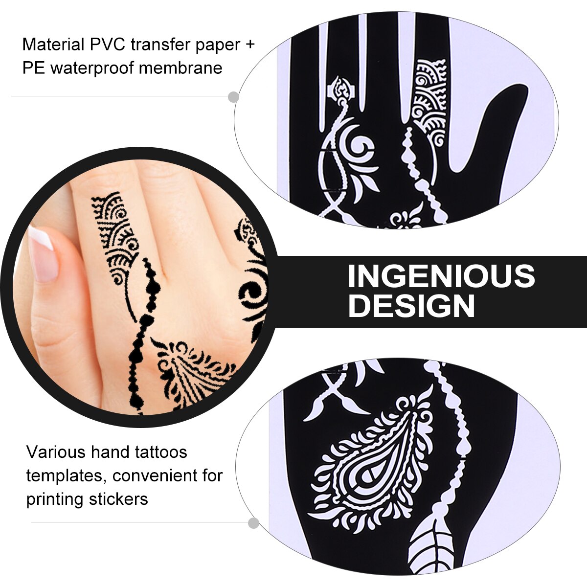 6 Sheets Hollow Tattoos Template Hand Shaped Tatto... – Grandado
