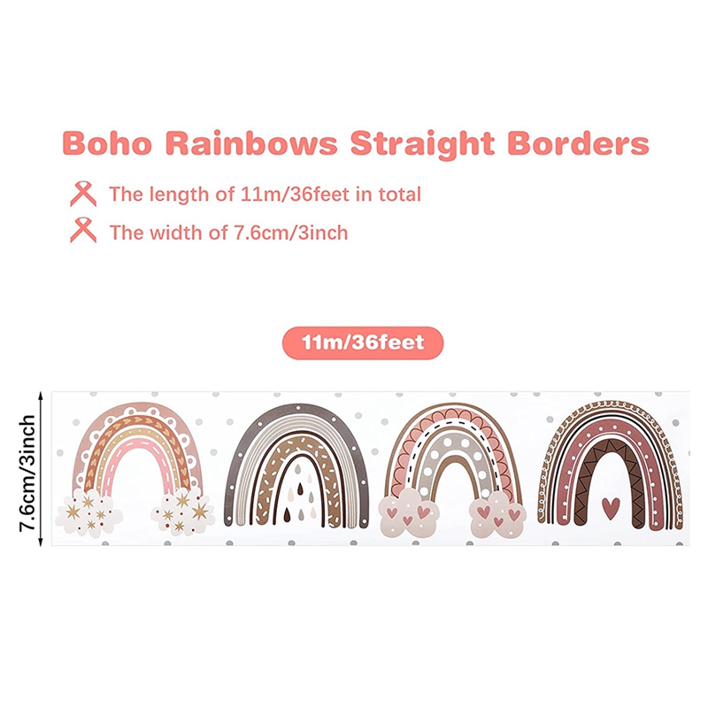 20M Boho Rainbow Bulletin Board Borders Rainbow St... – Grandado