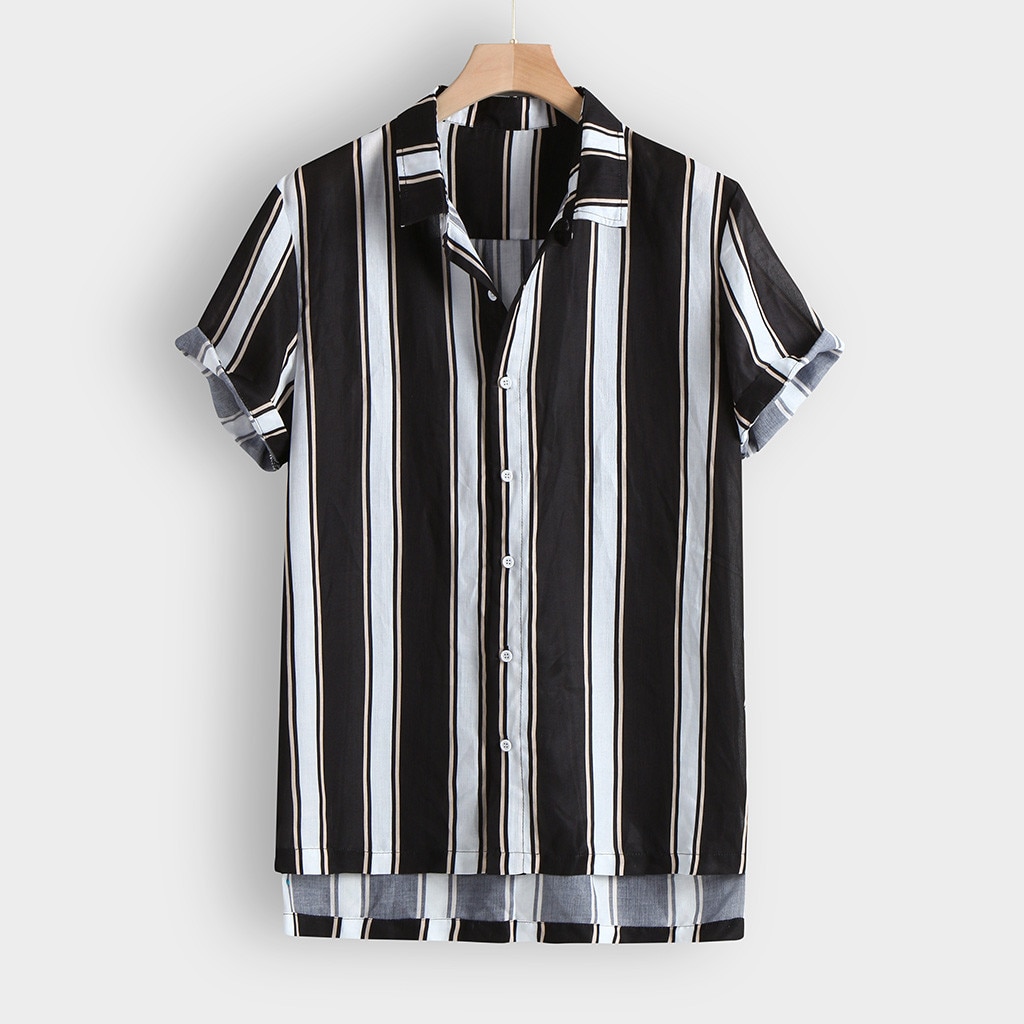 Hawaii Overhemd Mode Mannen Gestreept Overhemd Lux... – Grandado