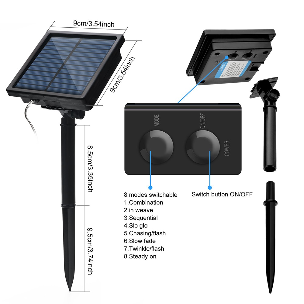 3X3M 300 LED Solar Curtain String Lights Waterproo... – Vicedeal