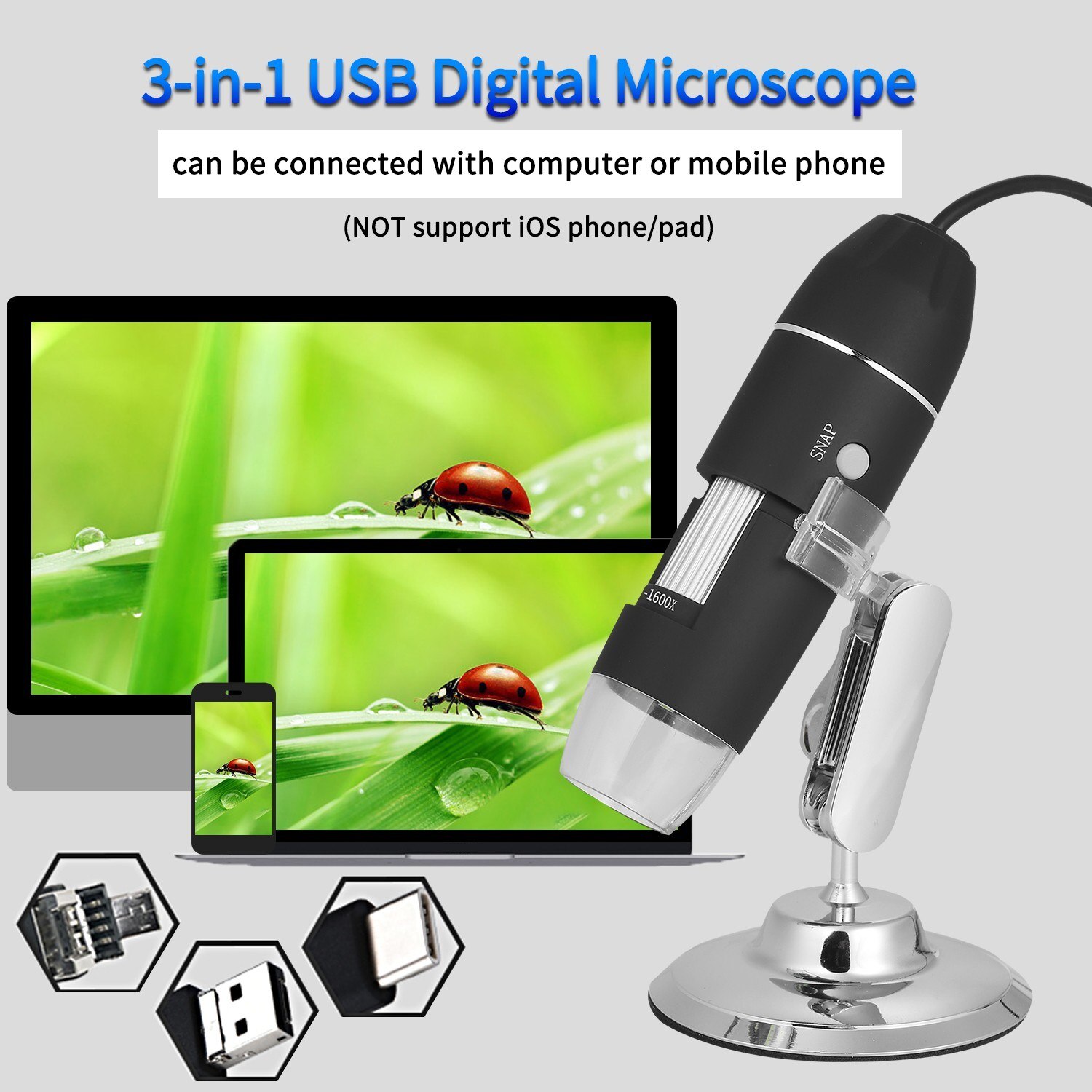 USB Digital Zoom Microscope Magnifier with OTG Fun... – Grandado