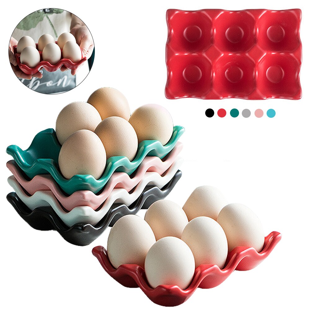 6 Grids Keramische Ei Houder Anti-Slip Eierdoos Ko... – Grandado