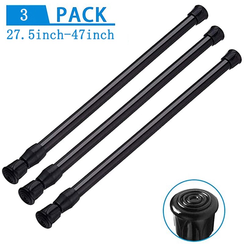 3PCS Tension Rod Black Spring Curtain Rods 27.5 to... – Grandado
