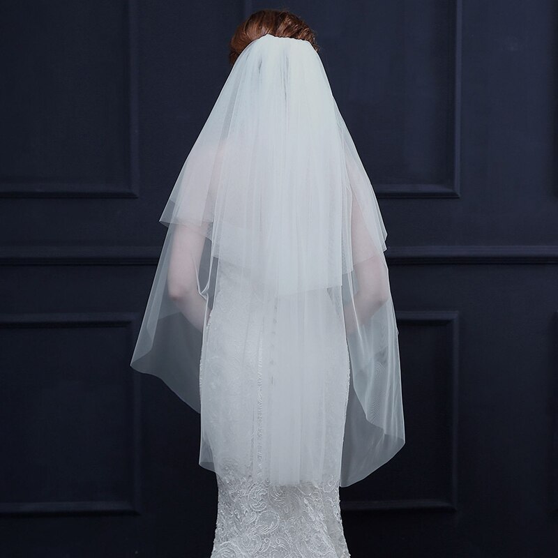 White Ivory Two Layers Bridal Veils Wedding Simple... – Vicedeal