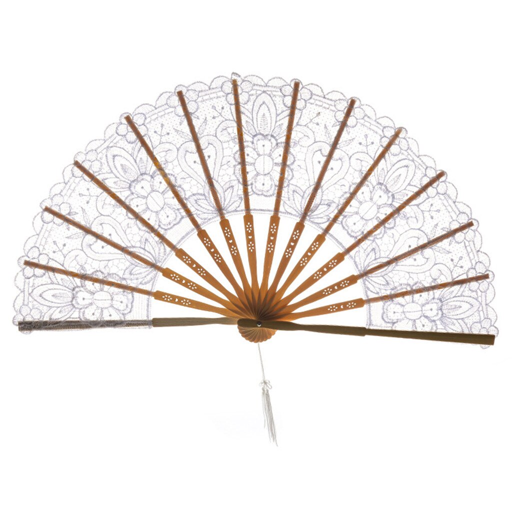 Chinese Style Decorative Bamboo Fans Lace Fabric S... – Grandado