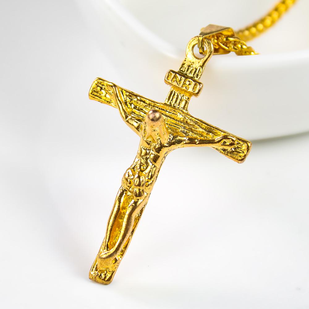 Religious Jesus Cross Necklace Christ Crucifix Gol... – Vicedeal