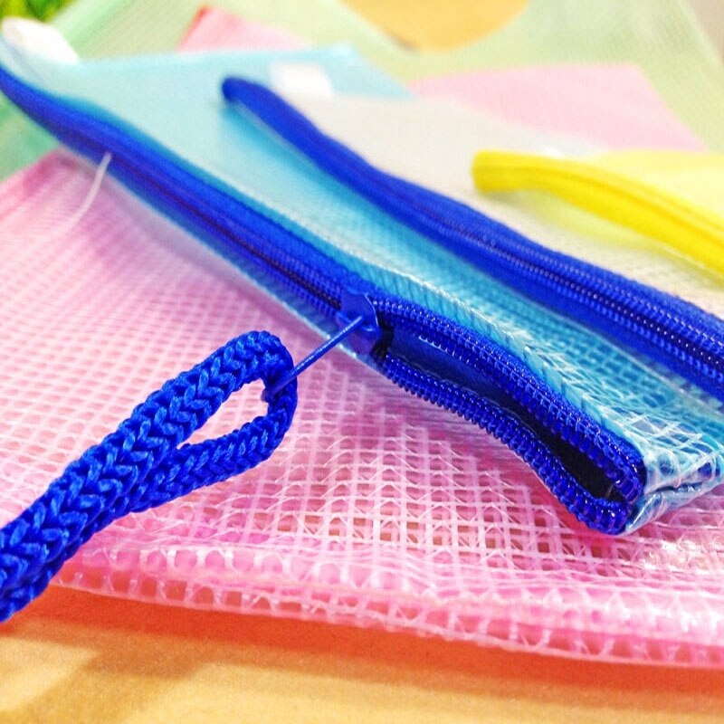 File Bag 12PCS Zipper Plastic Mesh Stationery Bag ... – Vicedeal