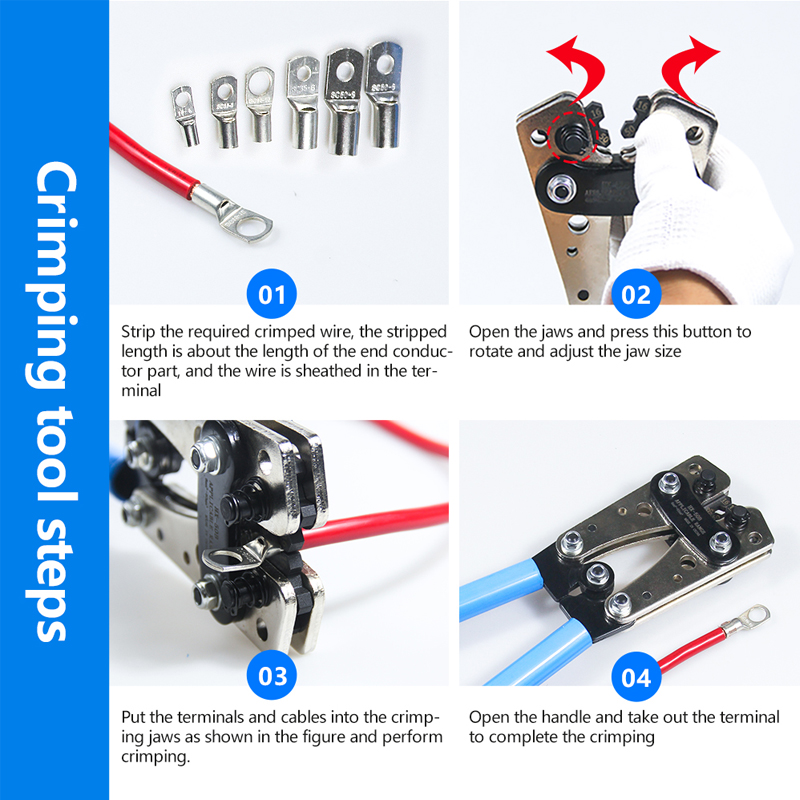 Hx-50b 6-50mm awwg 22-10 tube terminal crimper hex... – Grandado