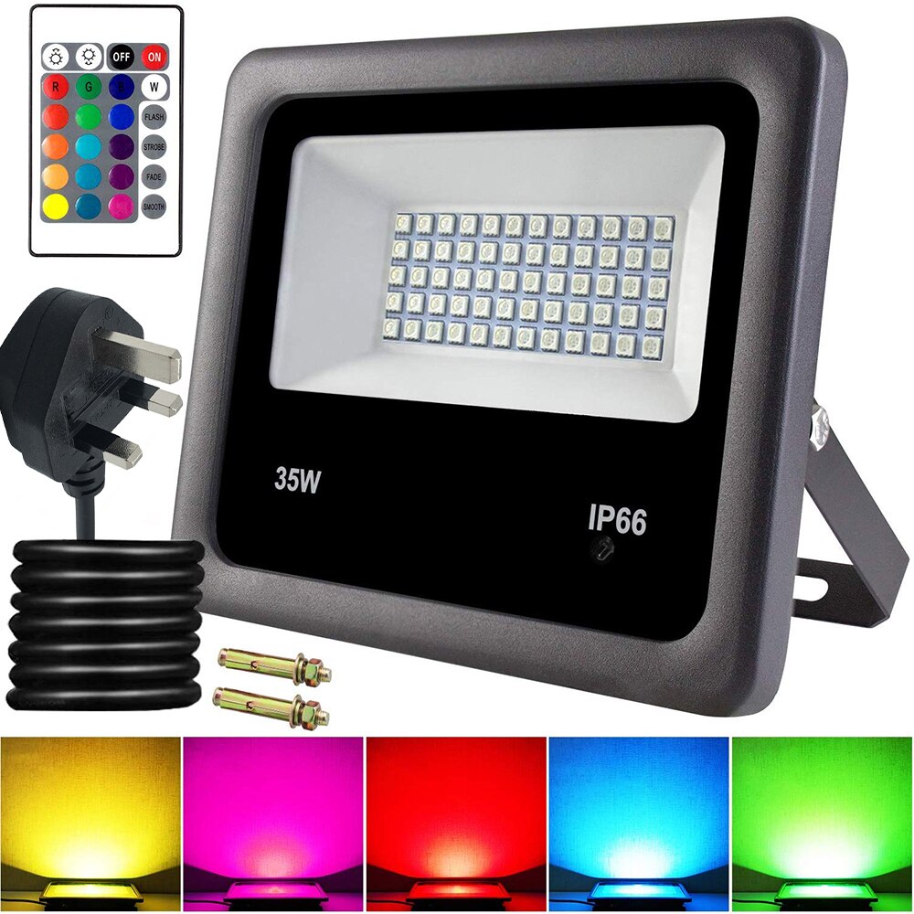 RGB Remote Control LED Flood Lights Outdoor 16Colo... – Grandado
