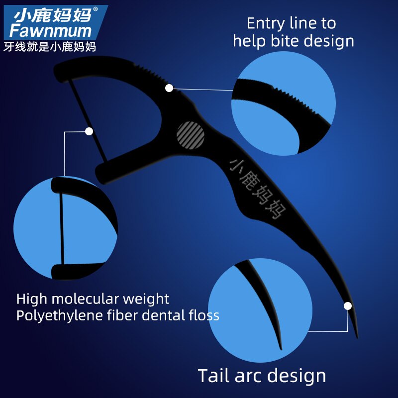 fawnmum Classic bamboo charcoal dental floss stick... – Grandado