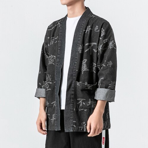 Men Streetwear Hip Hop Casual Denim Jacket Chinese... – Grandado