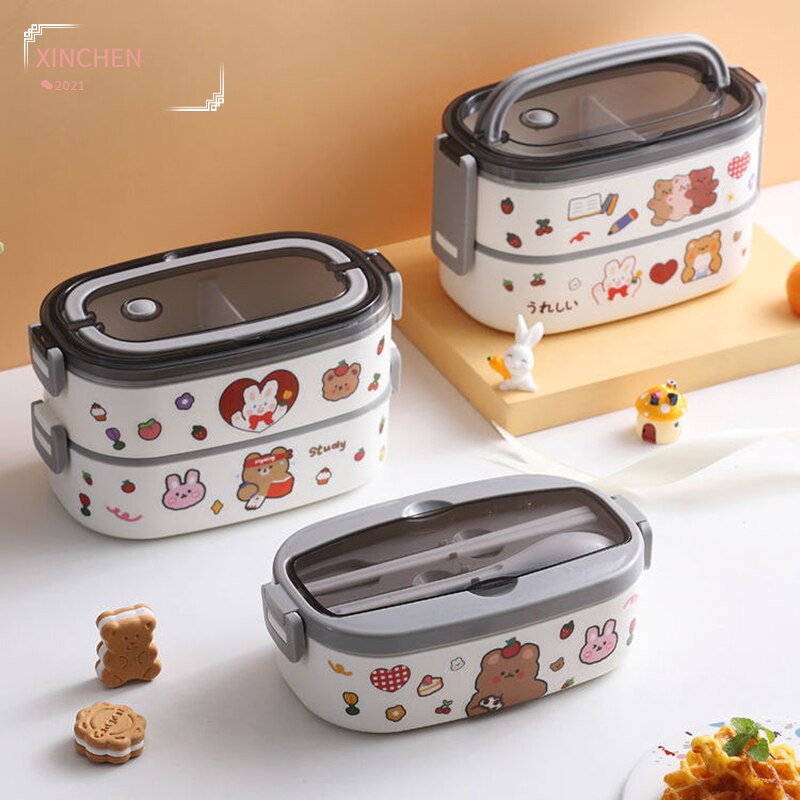 Japanese Kawaii Lunch Box Container Double Layer L... – Grandado