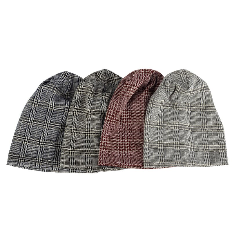 Cotton Polyester Plaid Hats For Women Men Beanie T... – Vicedeal