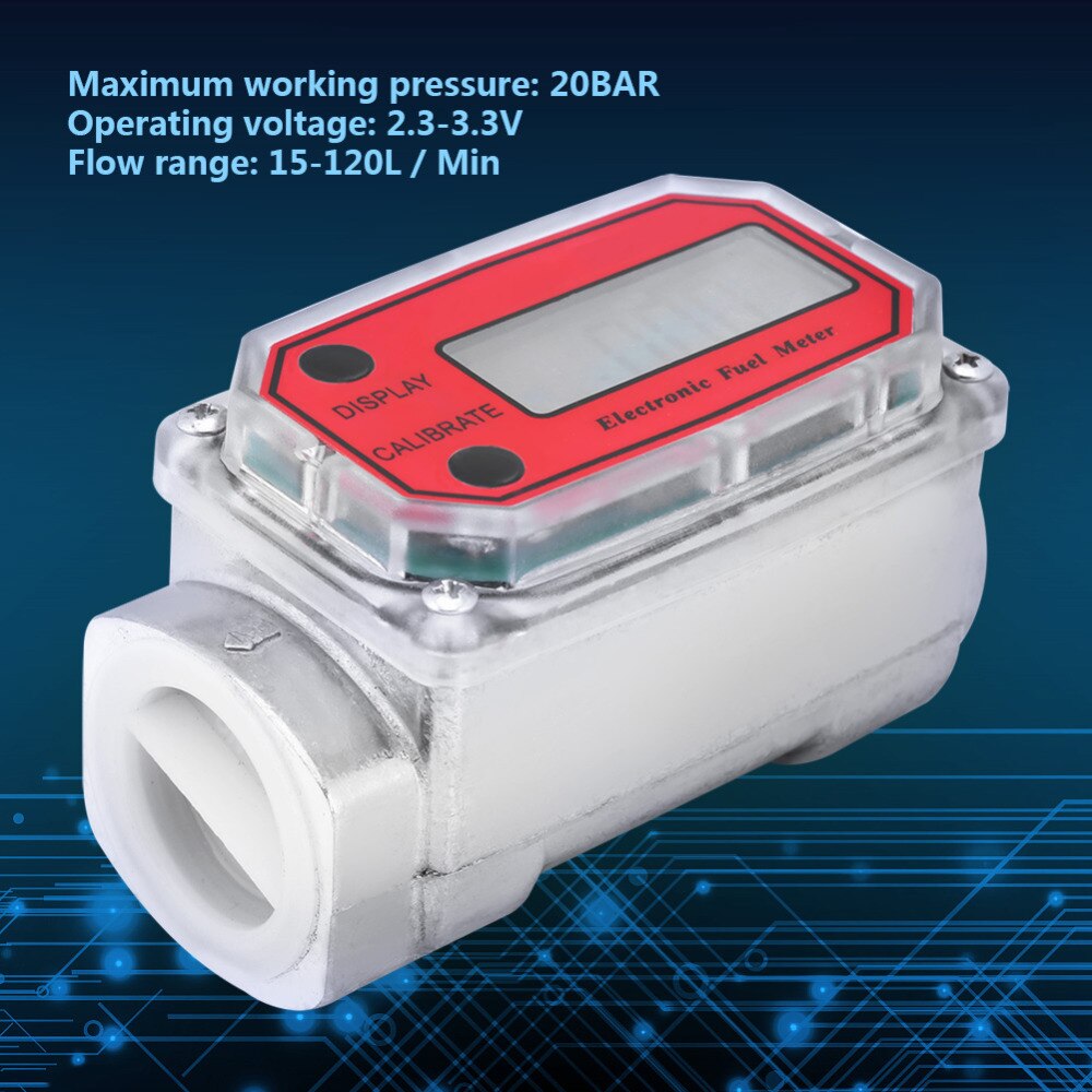 Digital Turbine Flow Meter Fuel Meter 15-120L Fuel... – Grandado