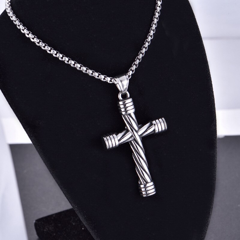 Striped Cross Men's Necklace Fashionable Simpl... – Grandado