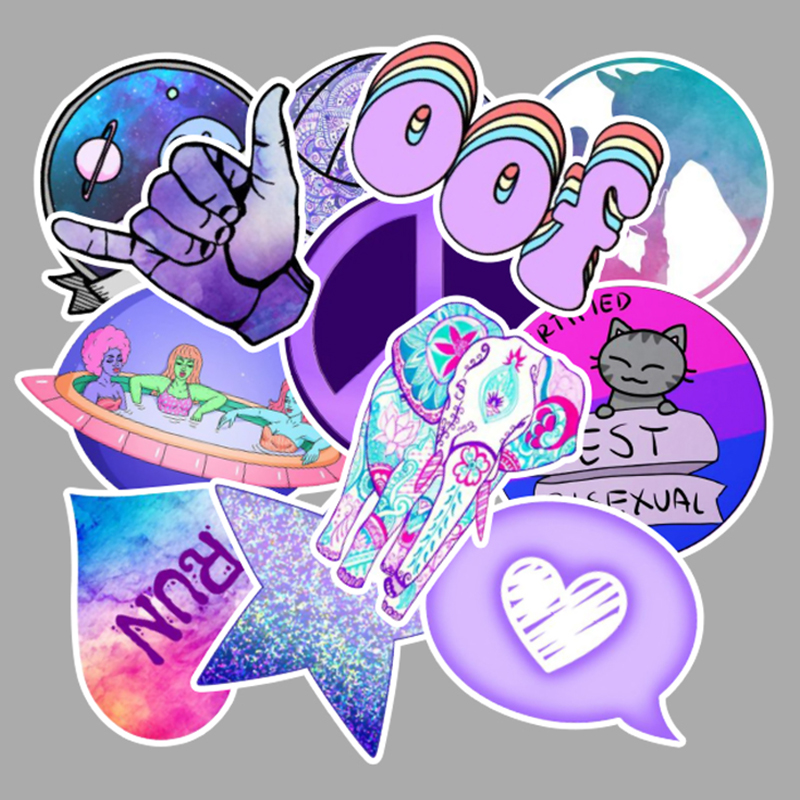 50 Pcs Purple Aesthetic Sticker Pack Vinyl Waterpr... – Vicedeal
